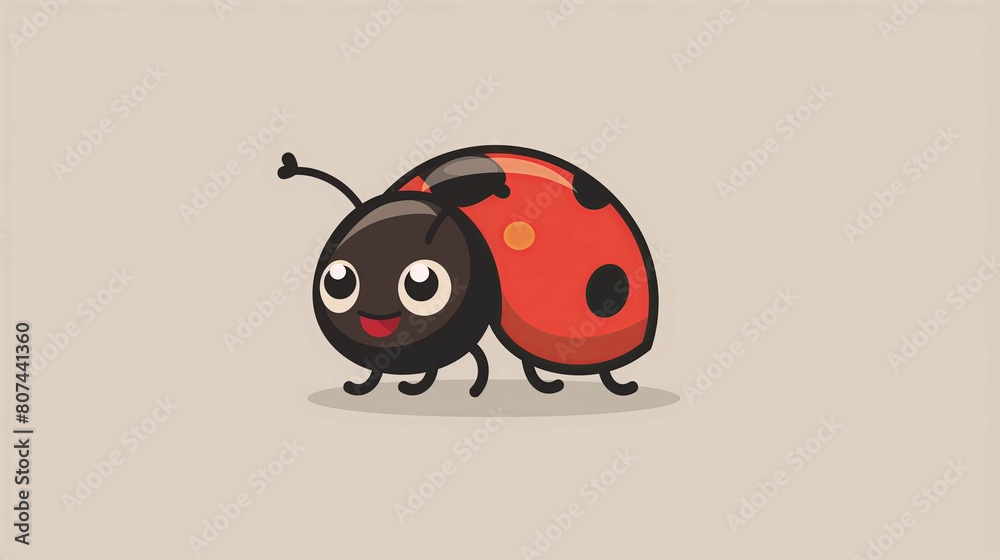 Cute smiling ladybug on a white background style cartoon. kids print or ...