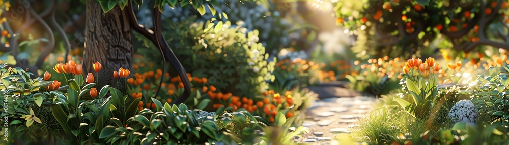 Design a 3D photorealistic scene showcasing unexpected camera angles of ...