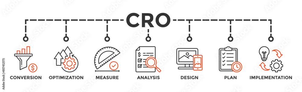 CRO banner web icon vector illustration concept for conversion rate ...