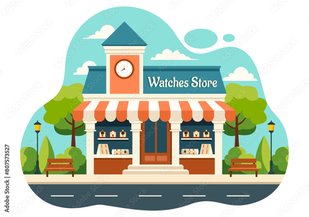 Watches Store Vector Illustration with Presentation of Stylish ...