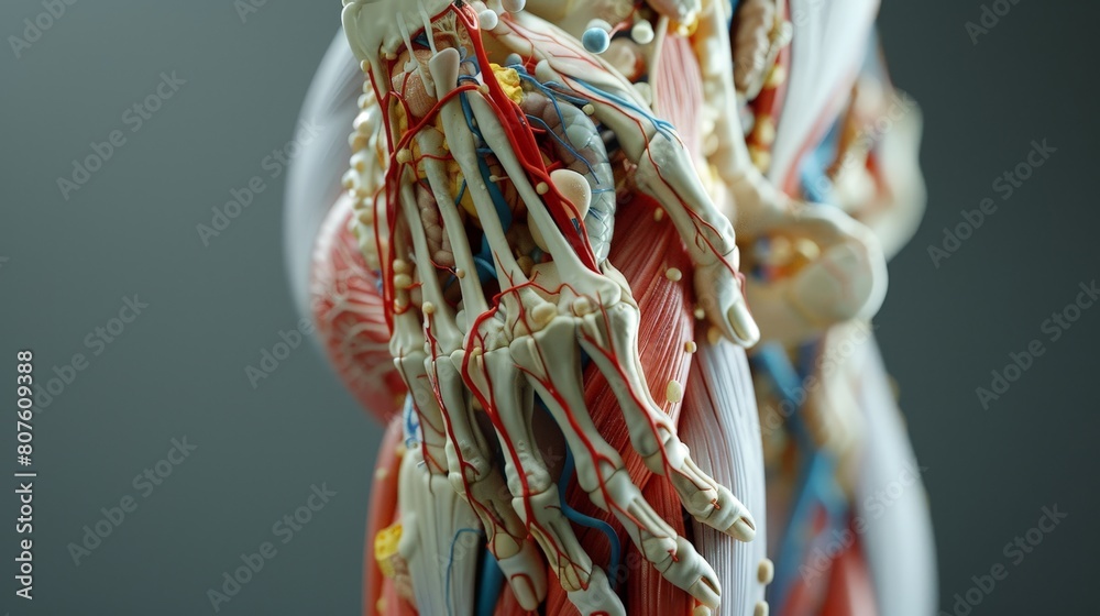 Detailed educational model depicting various human internal systems ...