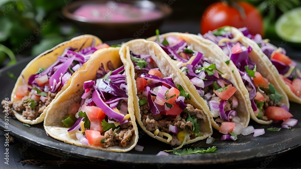 Photo Stock Popular Mexican street food tacos a fast food staple in ...