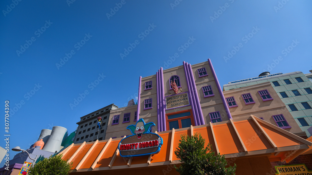 The Facade of Krusty Burger and Springfield Elementary School in ...