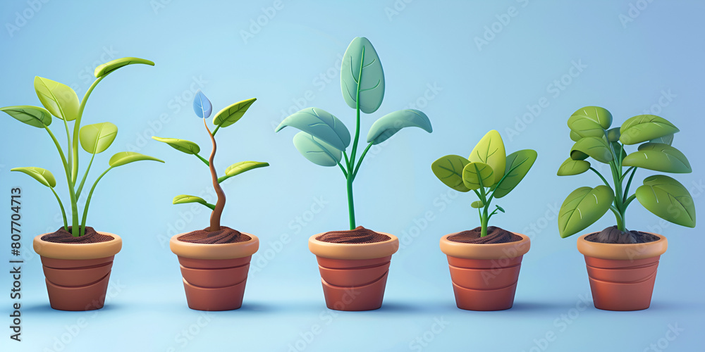 Infographic different stages of young plants growing up with blue ...