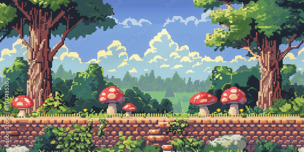 Pixel Art Playground: Create a background using pixel art techniques ...