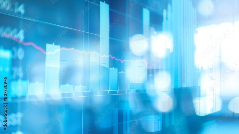 Abstract financial chart with graphical elements in blue color scheme ...