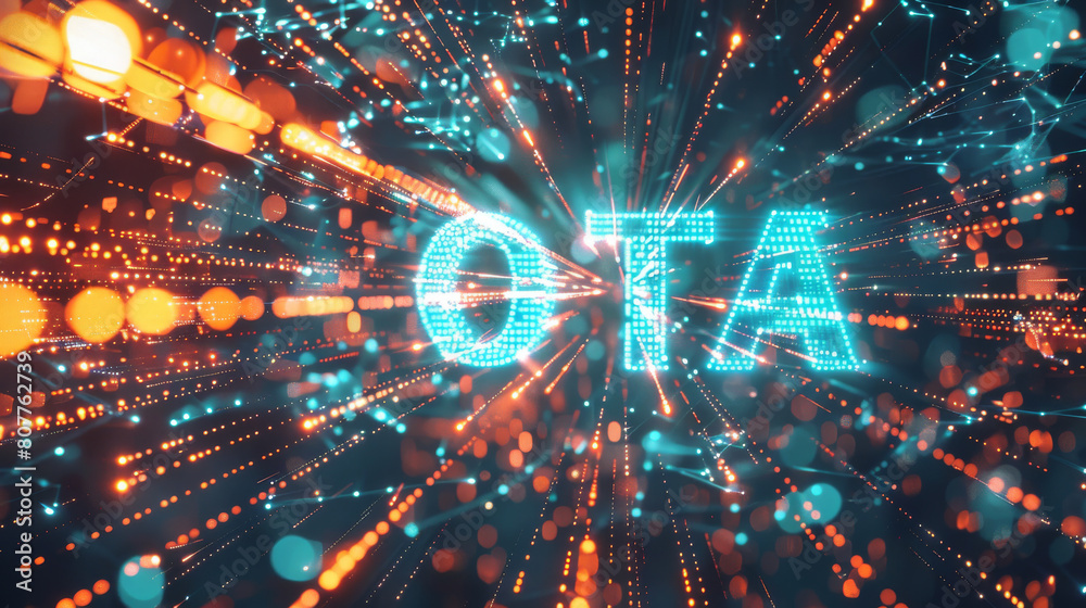 OTA over-the-air update illustration with written OTA in middle of data ...