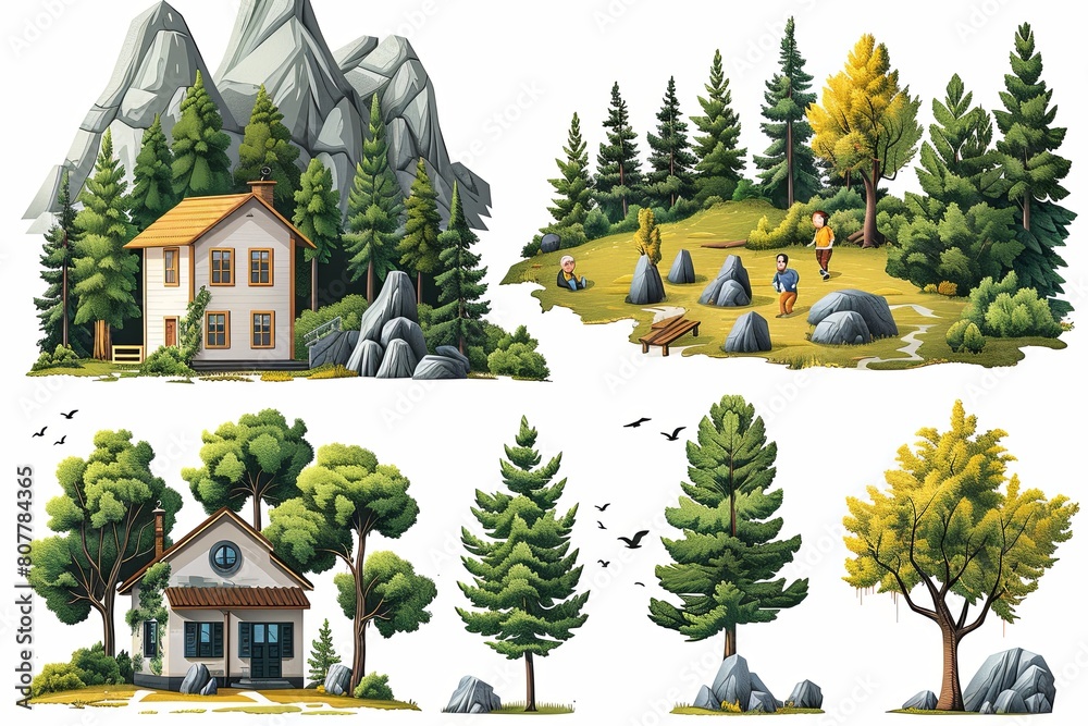 Cartoon Characters Outdoor Adventures Clipart Collection Stock ...