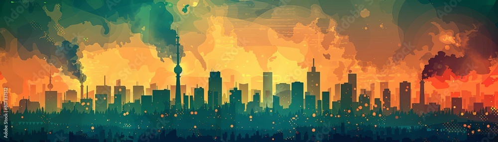 Set of global carbon footprint and CO2 emissions concepts in abstract ...