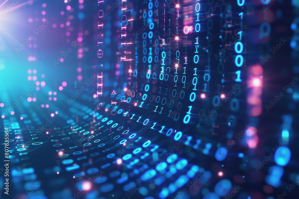 Digital Data Stream Background With Binary Code The Flow Information Of Cyber Security