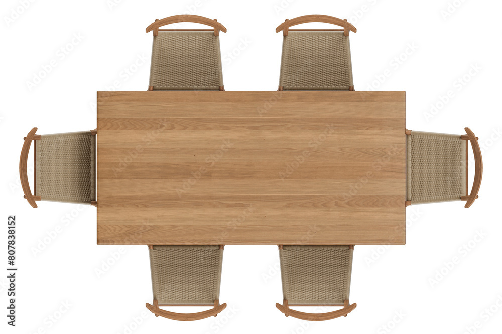 top view of wooden dining table isolated on transparent background ...