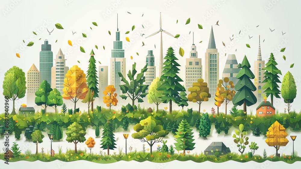 Green energy concept with character situations collection. Bundle of ...