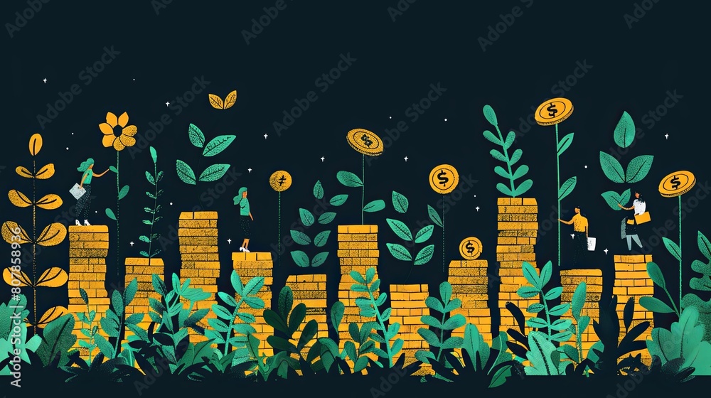 Vector image written by illustration showing money and financial ...