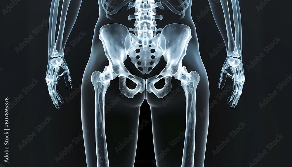 Stock-Illustration „X-ray of the human pelvic region hip bones, sacrum ...