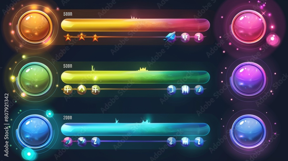 UI avatar frame with health and score graphs on a dark background. Gui ...