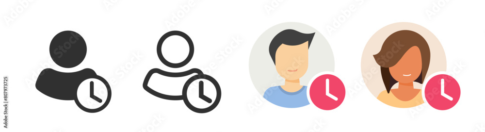 Person user account pending hold time icon vector graphic illustration ...