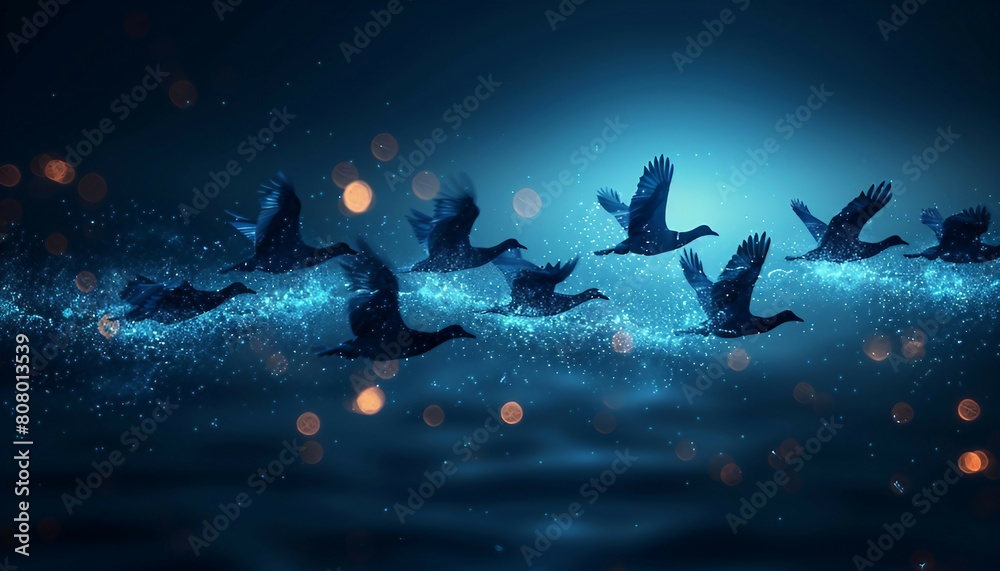 dynamic flowchart morphing into a flock of birds flying in formation ...