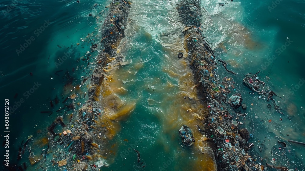 Stock-Illustration „Seawater pollution, serious ocean pollution, marine ...