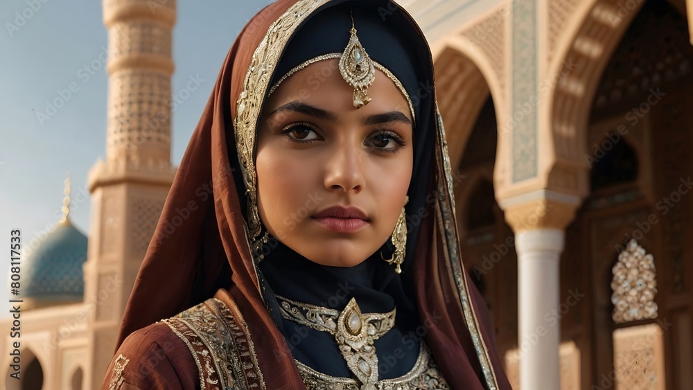 Arabian girl wearing traditional Arabian dress Stock Illustration ...