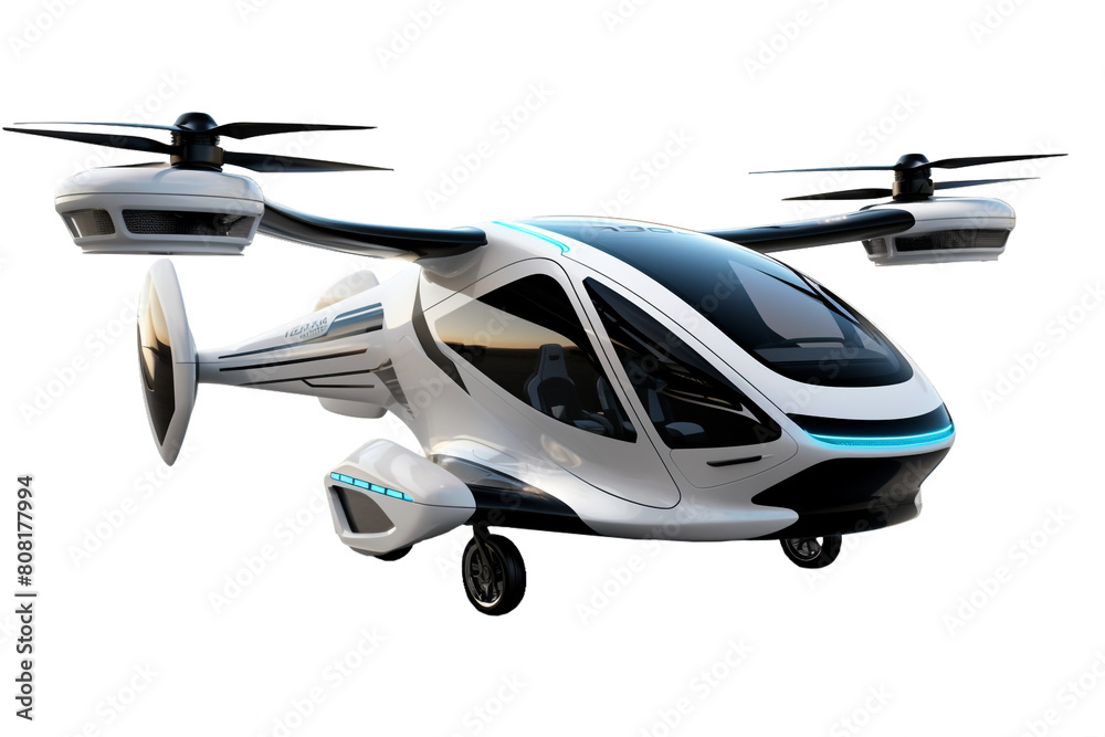 eVTOL Electric Air taxi isolated transparent background. Future ...