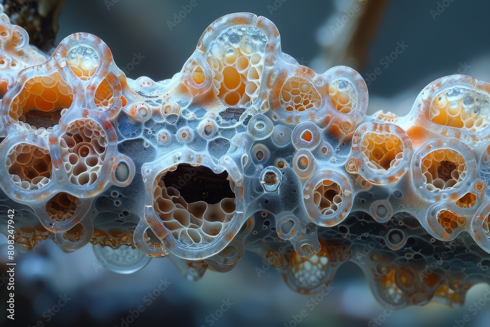 Abstract macro photography showing various stages of water bubble ...