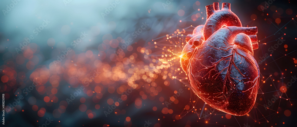 Abstract red human heart illustrating heart anatomy and health care ...