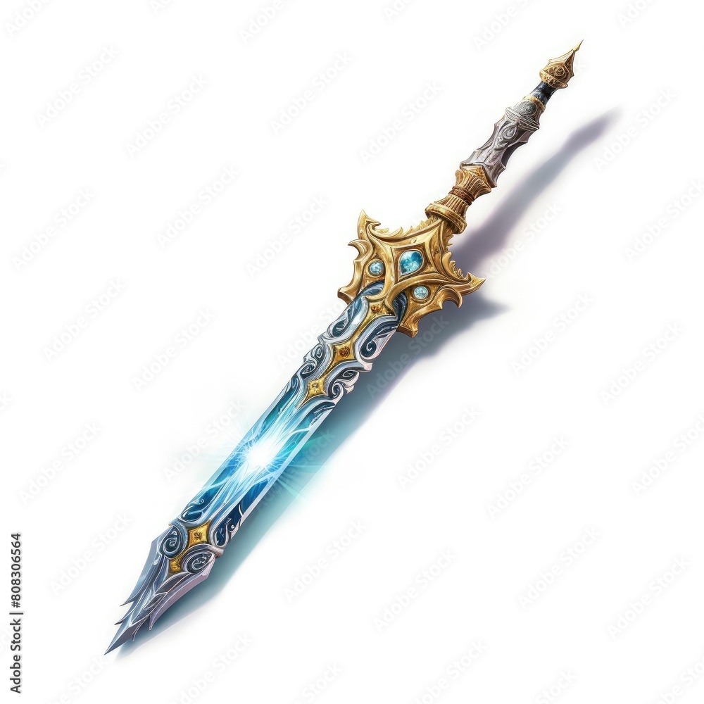 Edged weapon dagger in scabbard isolated over a white background ...