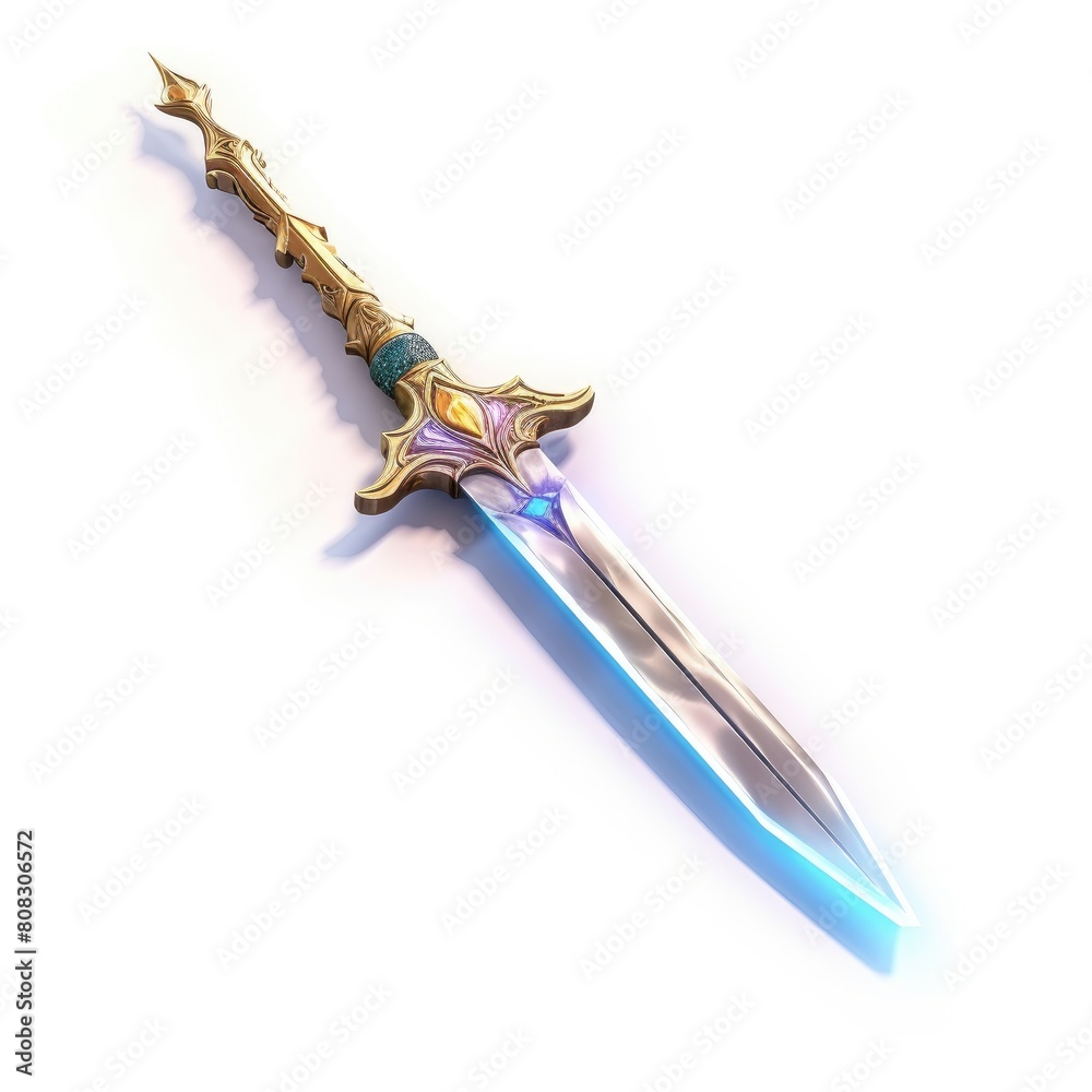 Edged weapon dagger in scabbard isolated over a white background ...