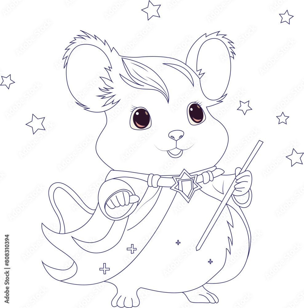 Cute baby hamster coloring page for kids Stock Vector | Adobe Stock