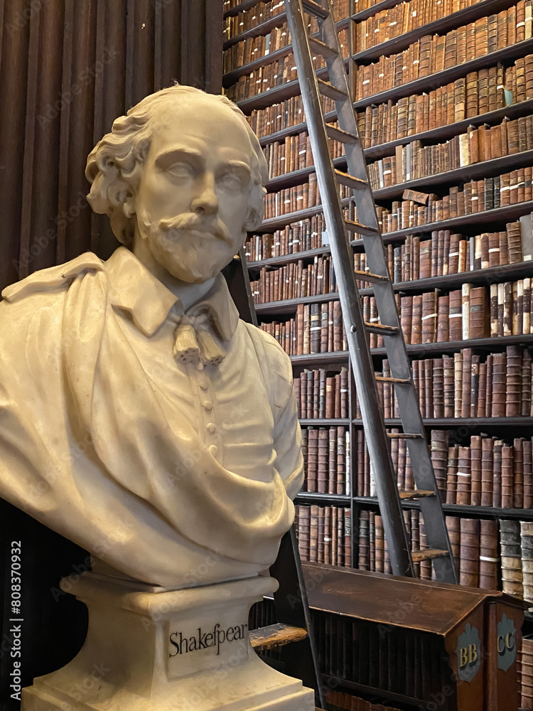 Long Room at Trinity College’s Old Library in Dublin, Ireland. Marble ...