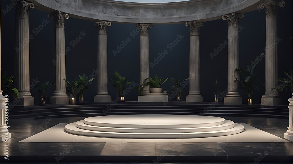 Background podium column 3d roman luxury greek white ancient display ...