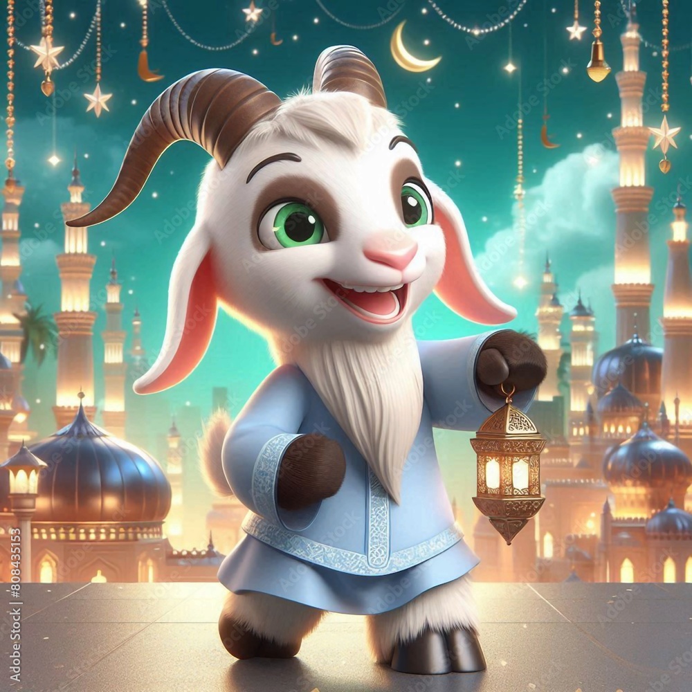 3D Render of A Cute Happy Goat Celebrating Eid ul Adha Feast, Join the ...