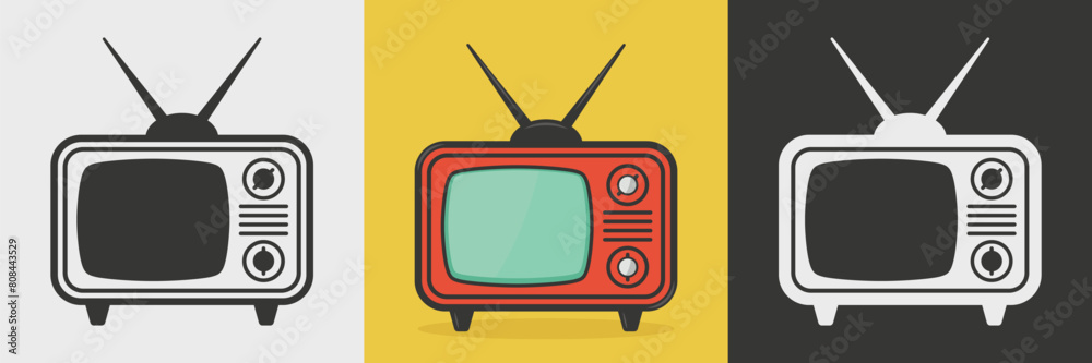 Vector Vintage TV Icon Set. Vintage TV Design Template. Retro TV Symbol ...
