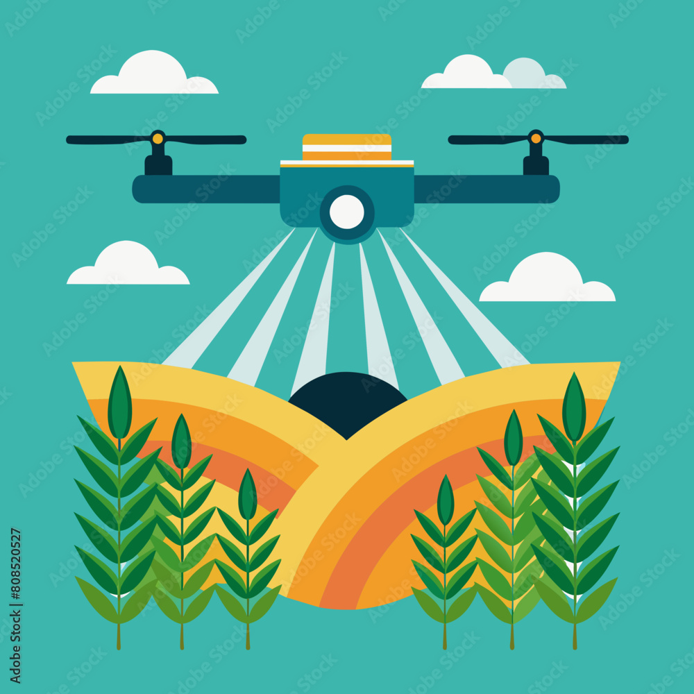 drone agriculture illustration Stock Vector | Adobe Stock