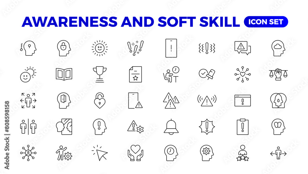Set of self awareness icons. Thin linear style icons Pack.Vector ...