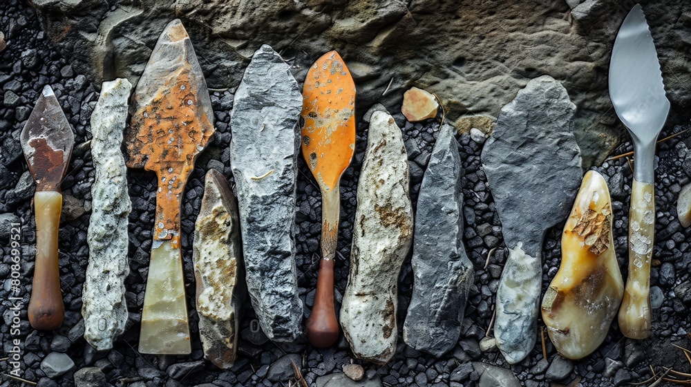 Stock-Illustration „Stone Tools: In the Stone Age, early humans crafted ...