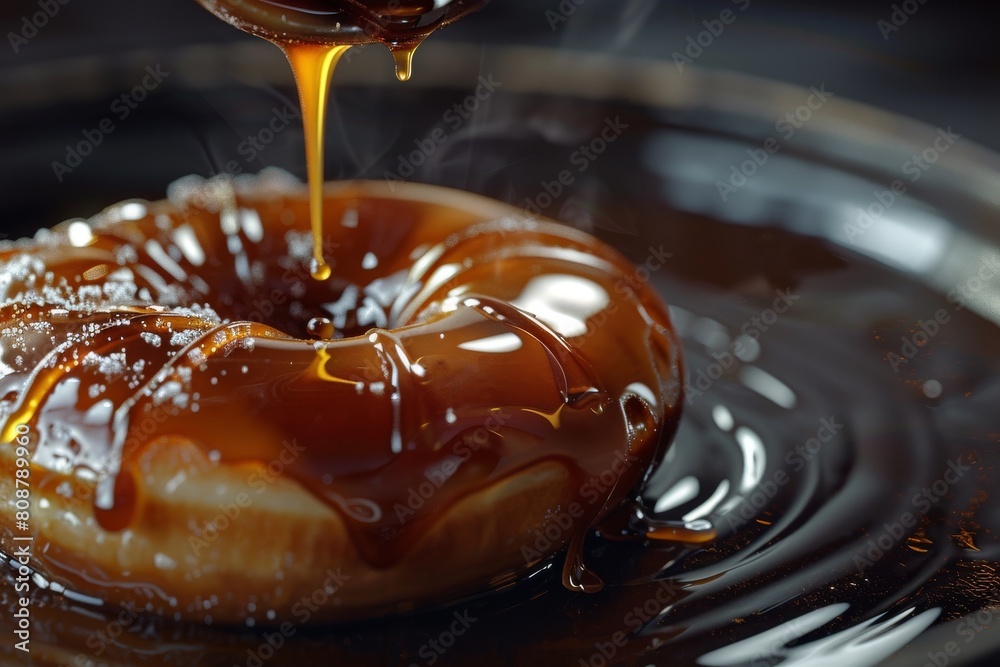 Experience the tantalizing moment when a glazed donut is immersed in a ...