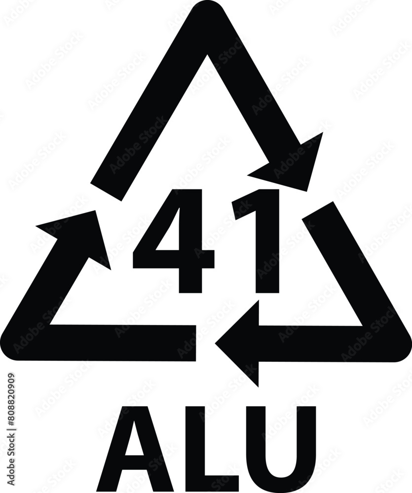 Aluminium recycling symbol ALU 41 icon. metals recycling code ALU 41 ...