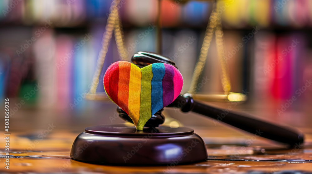 LGBT Law and Pride month concepts. Justice gavel with rainbow colorful ...