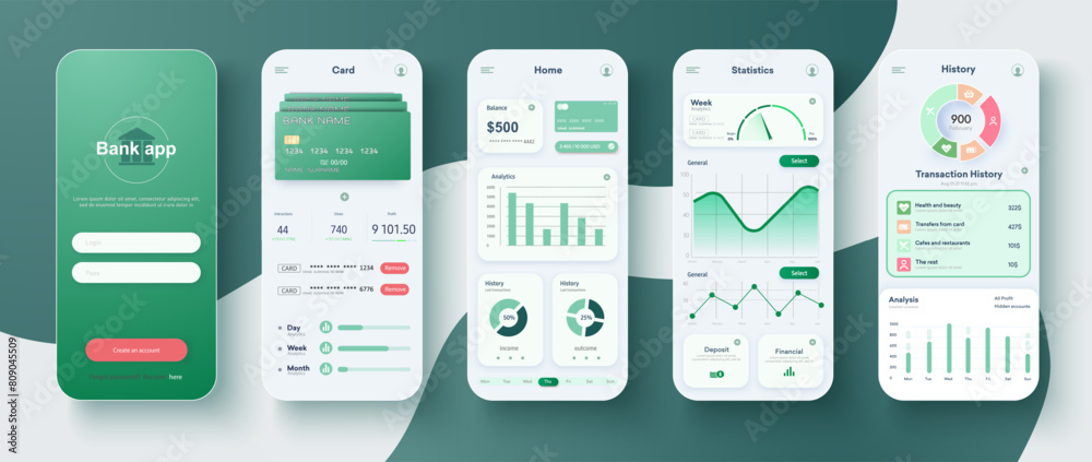 Sophisticated Bank App Interface Design Displayed on Smartphone Screens ...