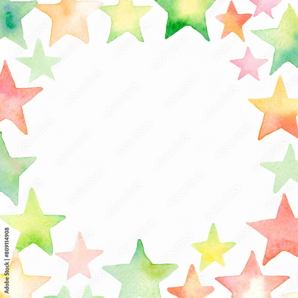 Watercolor painting star frame border background Stock Illustration ...