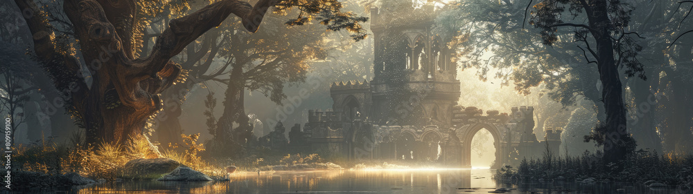 The rediscovered wonder of enchanted castle ruins, bathed in natural ...