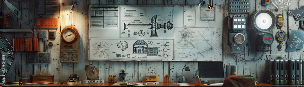 Mechanical Engineer's Wall: Adorned with mechanical drawings, CAD ...