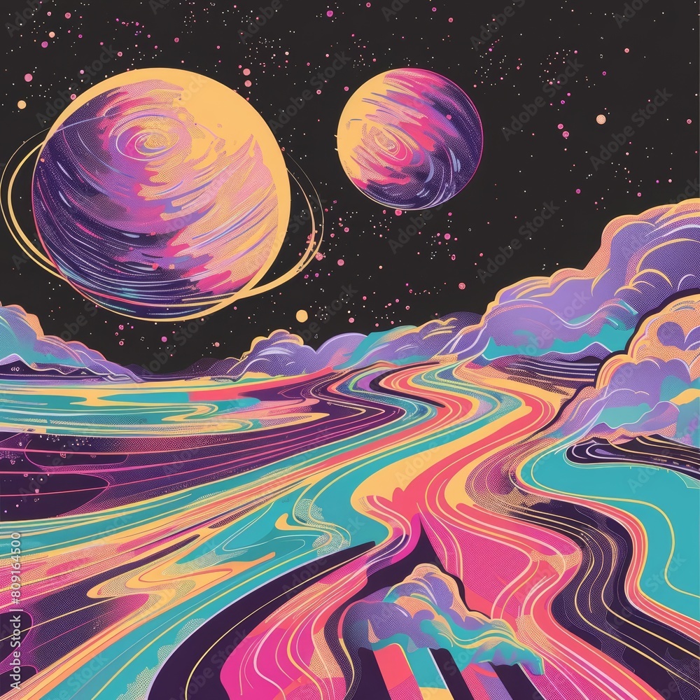 Futuristic Pop art style of planets, observed on World Environment Day ...