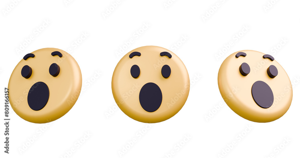 Dynamic 3D Wow Emoji: Expressive Render in 3 Angles, High-Quality ...