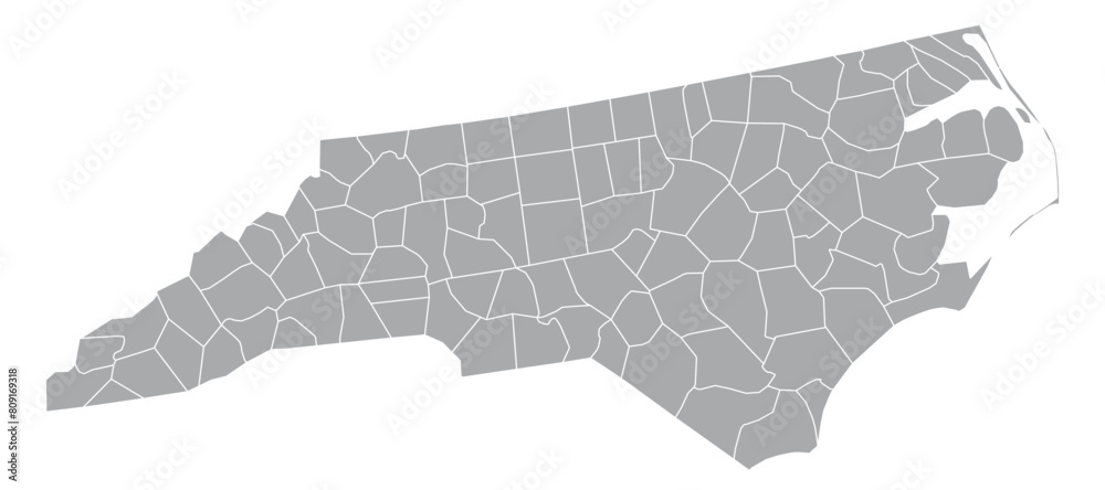 Map of the US states with districts. Map of the U.S. state of North ...