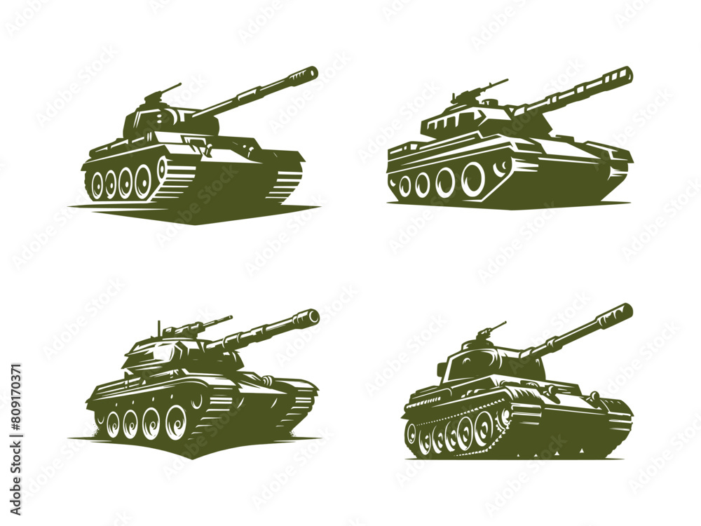vector set of battle tank logo (artwork 1) Stock Vector | Adobe Stock
