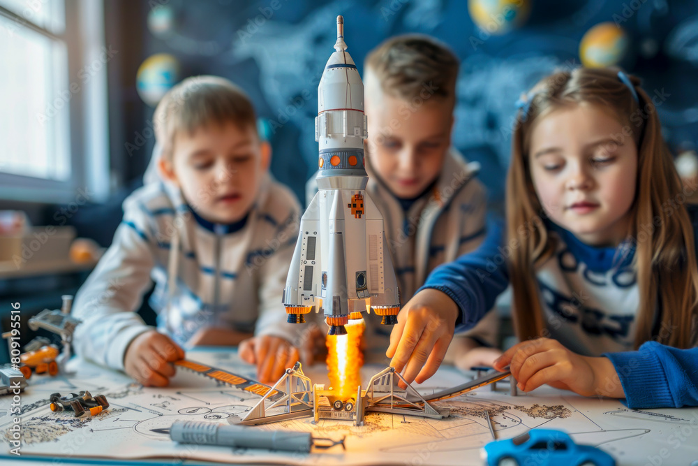 Genius Kids Crafting Cutting-Edge Spacecraft: STEM School Students ...