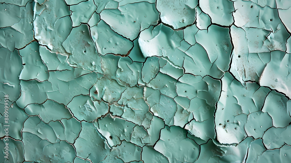 Cracked Peeling Paint Texture, Teal Green Weathered Surface, High Resolution, Distressed ...