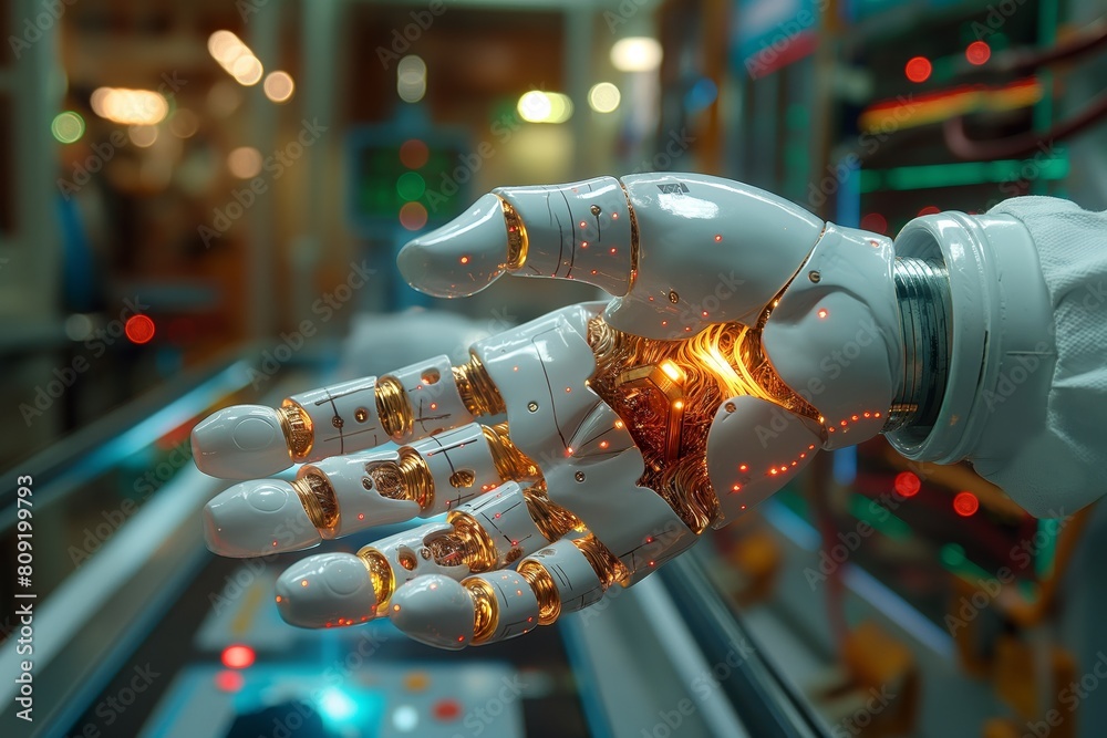 The robot's electric arms are high-tech manipulators capable of ...